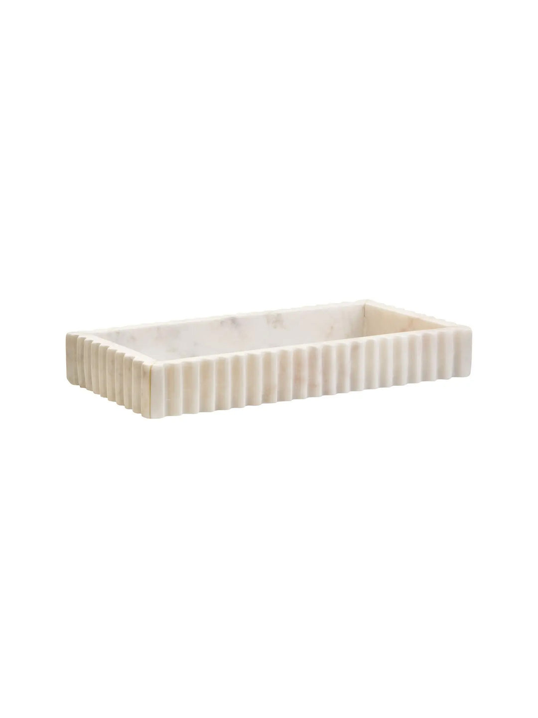 Rectangular White Fluted Marble Tray | Hudson Home