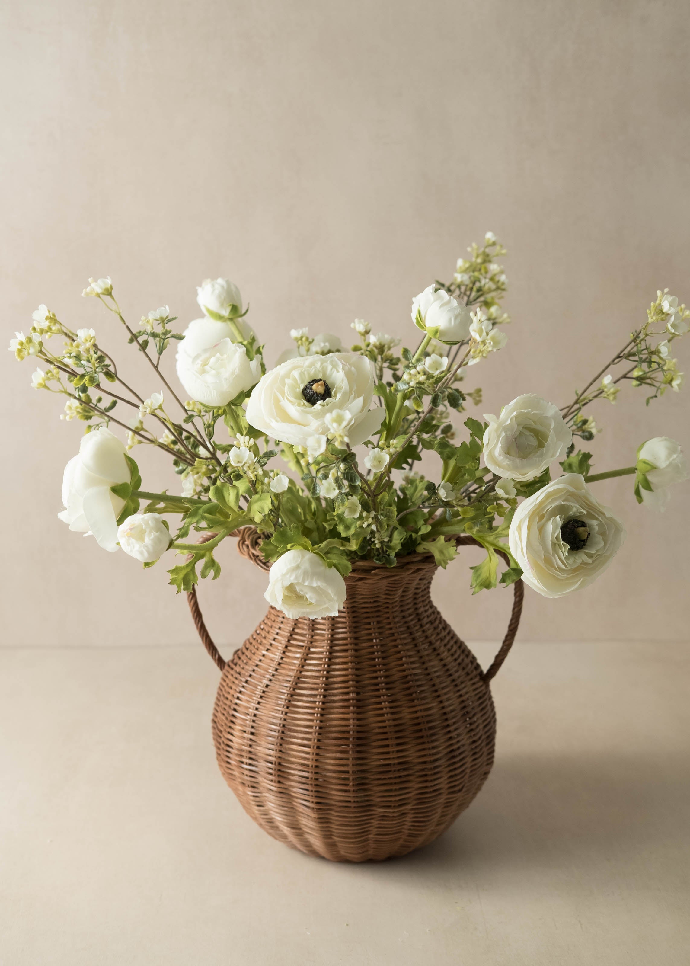 Faux Ranunculus & Wax Flower Arrangement – Hudson Home